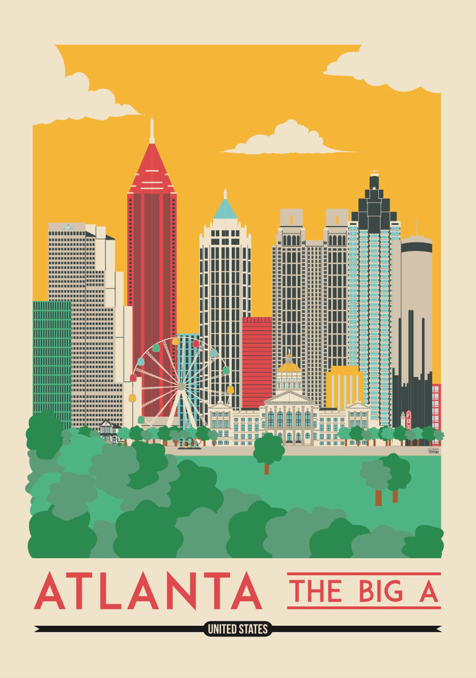 Atlanta Print Atlanta Poster Georgia Print USA Poster | Etsy