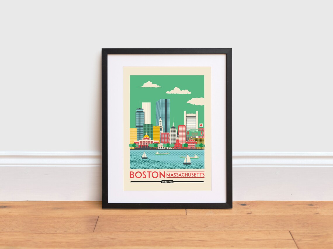 Boston Print USA Poster Travel Poster - Etsy