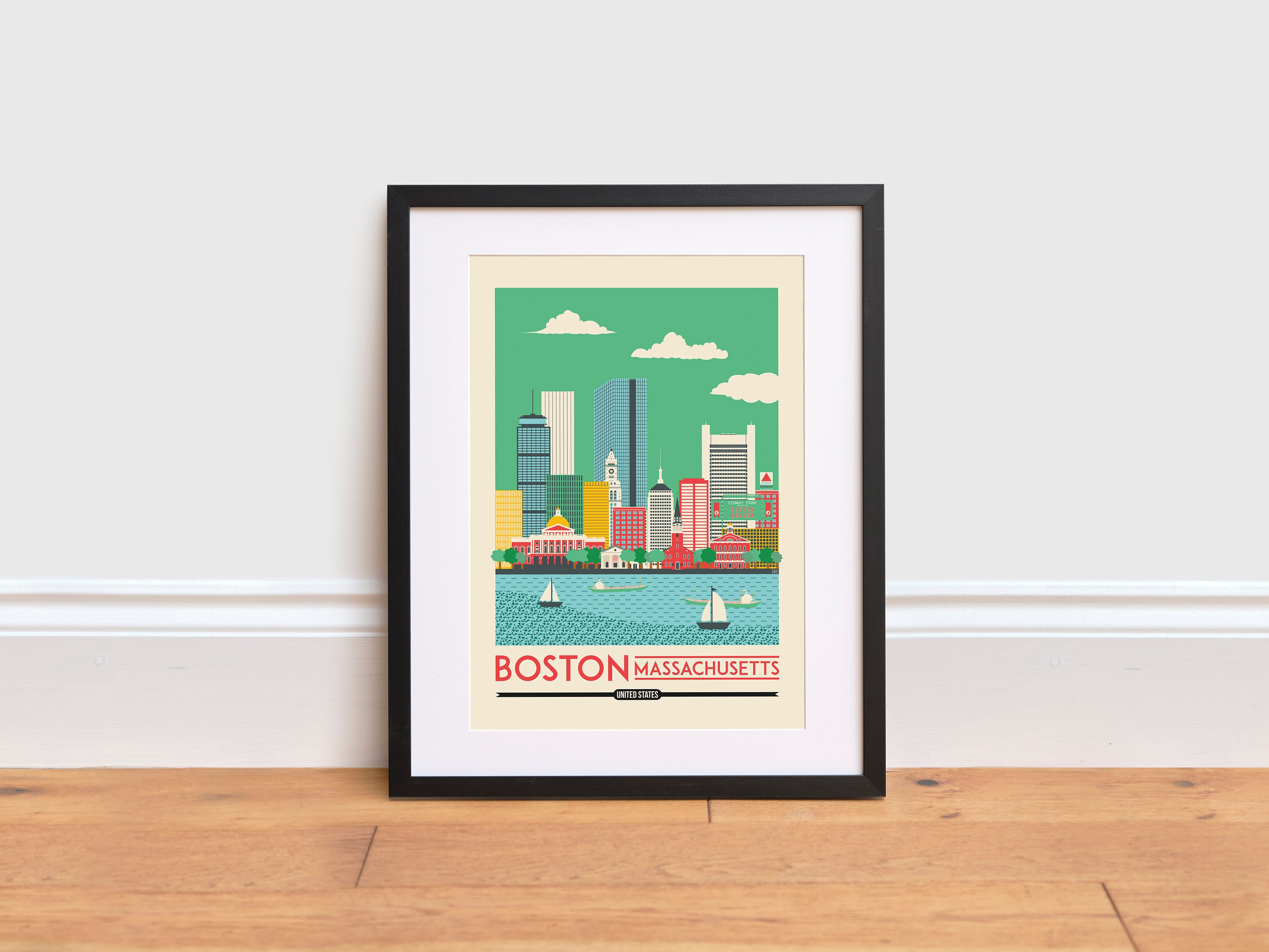 Boston Print USA Poster Travel Poster | Etsy
