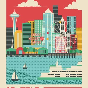 Seattle Print - Washington State Poster- USA Poster | Travel Poster - Etsy