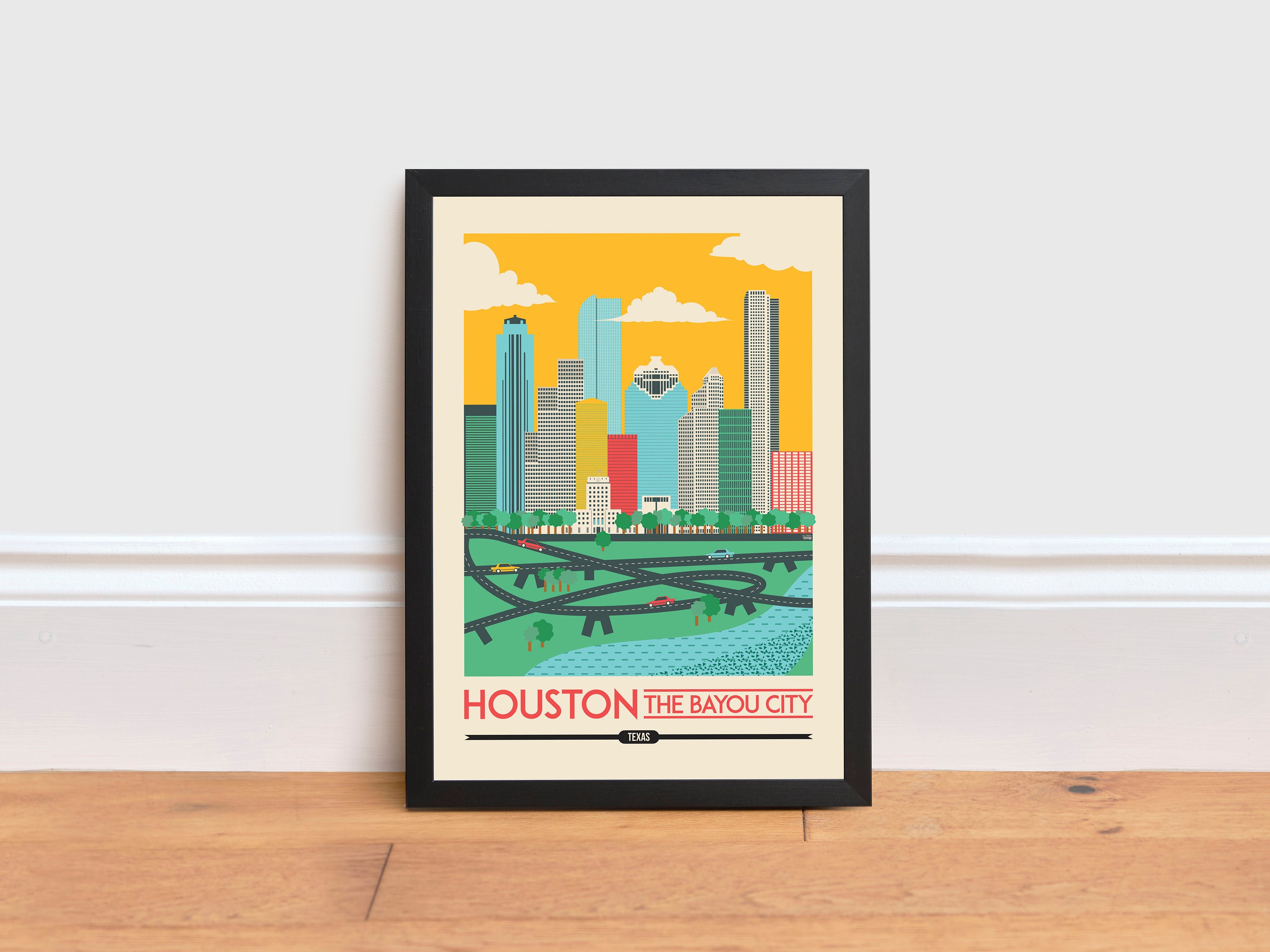 Houston Print Texas Art USA Poster Travel Poster | Etsy
