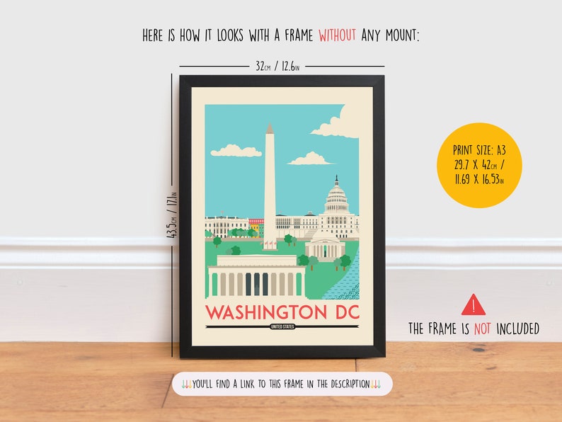 Washington DC Print Washington DC poster DC Print United | Etsy