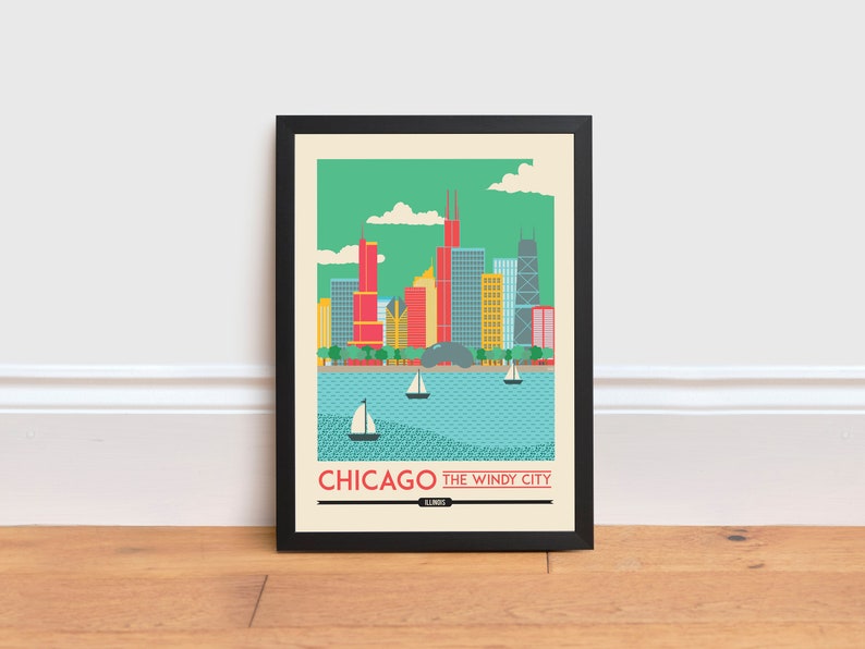 Chicago Print Chicago Poster Chicago Wall Art Print USA - Etsy