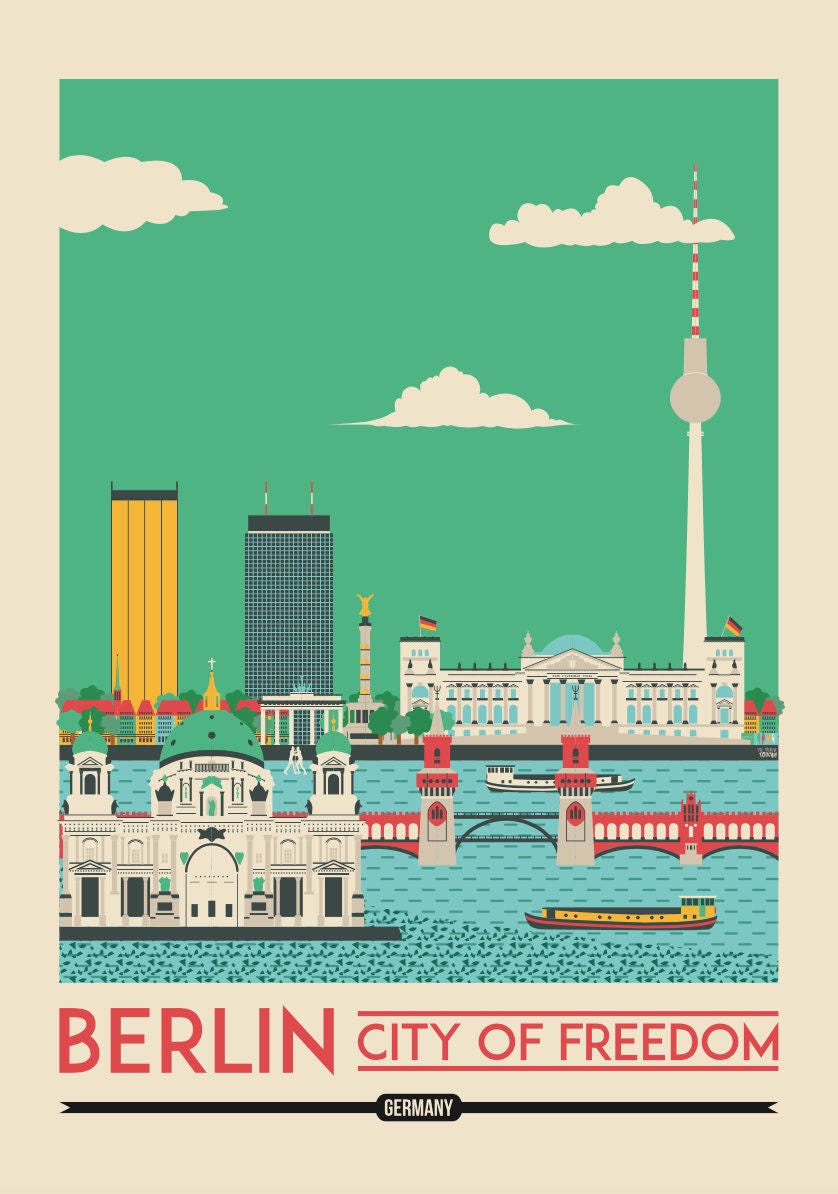 Berlin Print Germany Poster Travel Poster - Etsy UK