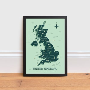 UK Illustrated Map | Travel Poster - Etsy