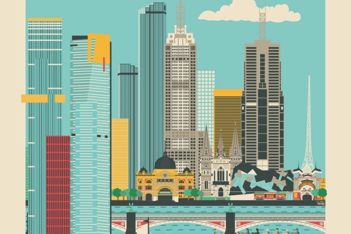Melbourne Print Victoria Art Australia Poster Travel - Etsy