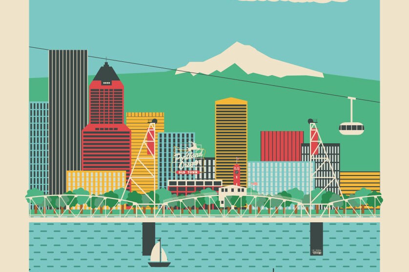 Portland Print Oregon Poster USA Poster Travel Poster - Etsy