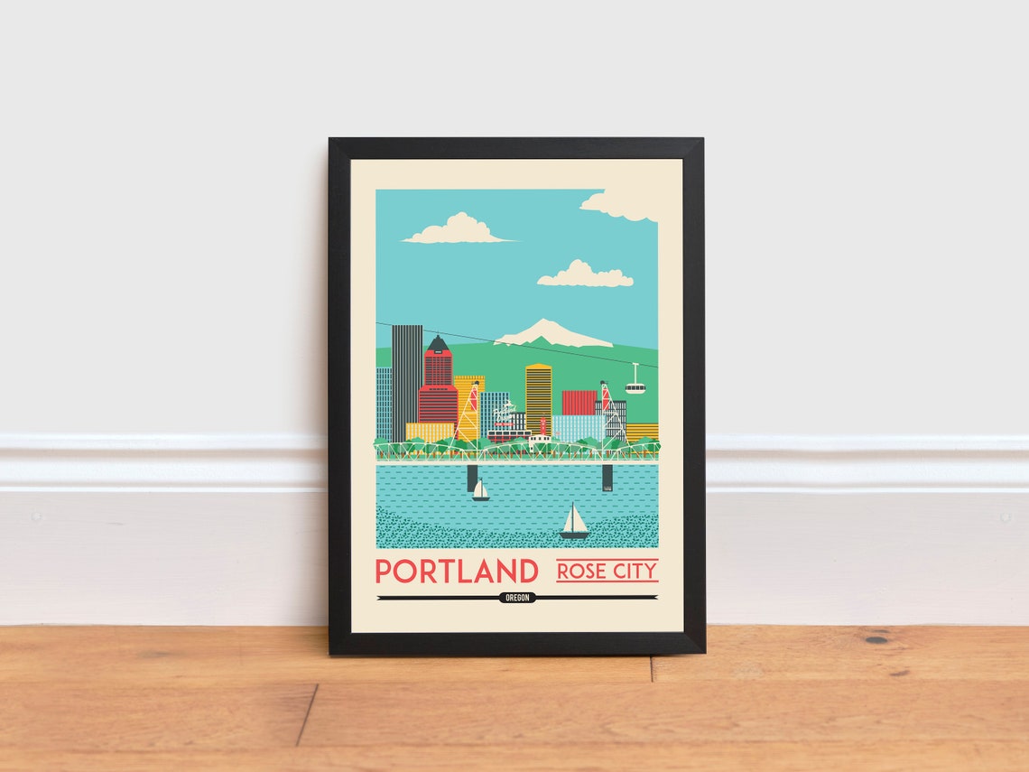 Portland Print Oregon Poster USA Poster Travel Poster | Etsy
