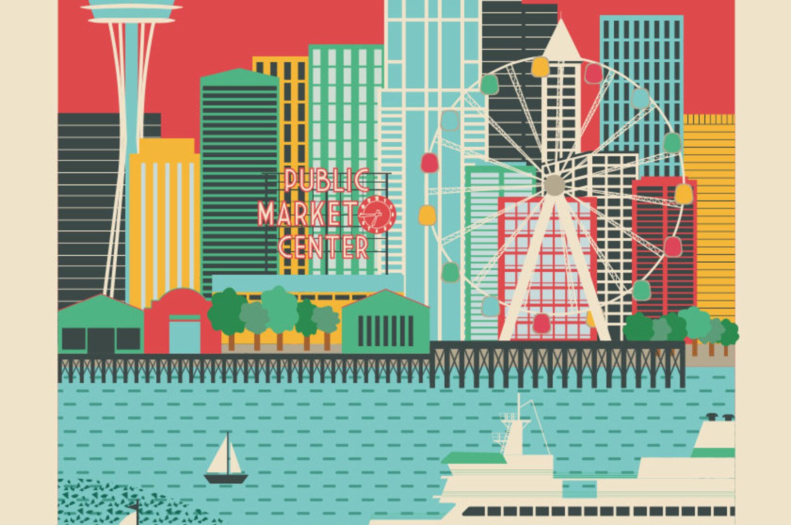 Seattle Print Washington State Poster USA Poster Travel - Etsy UK