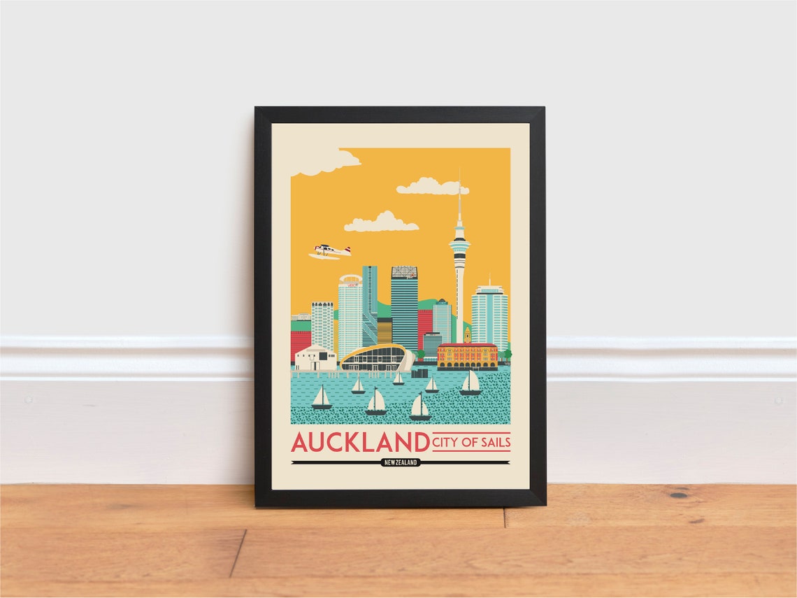 Auckland Print Auckland Poster New Zealand Poster Travel | Etsy