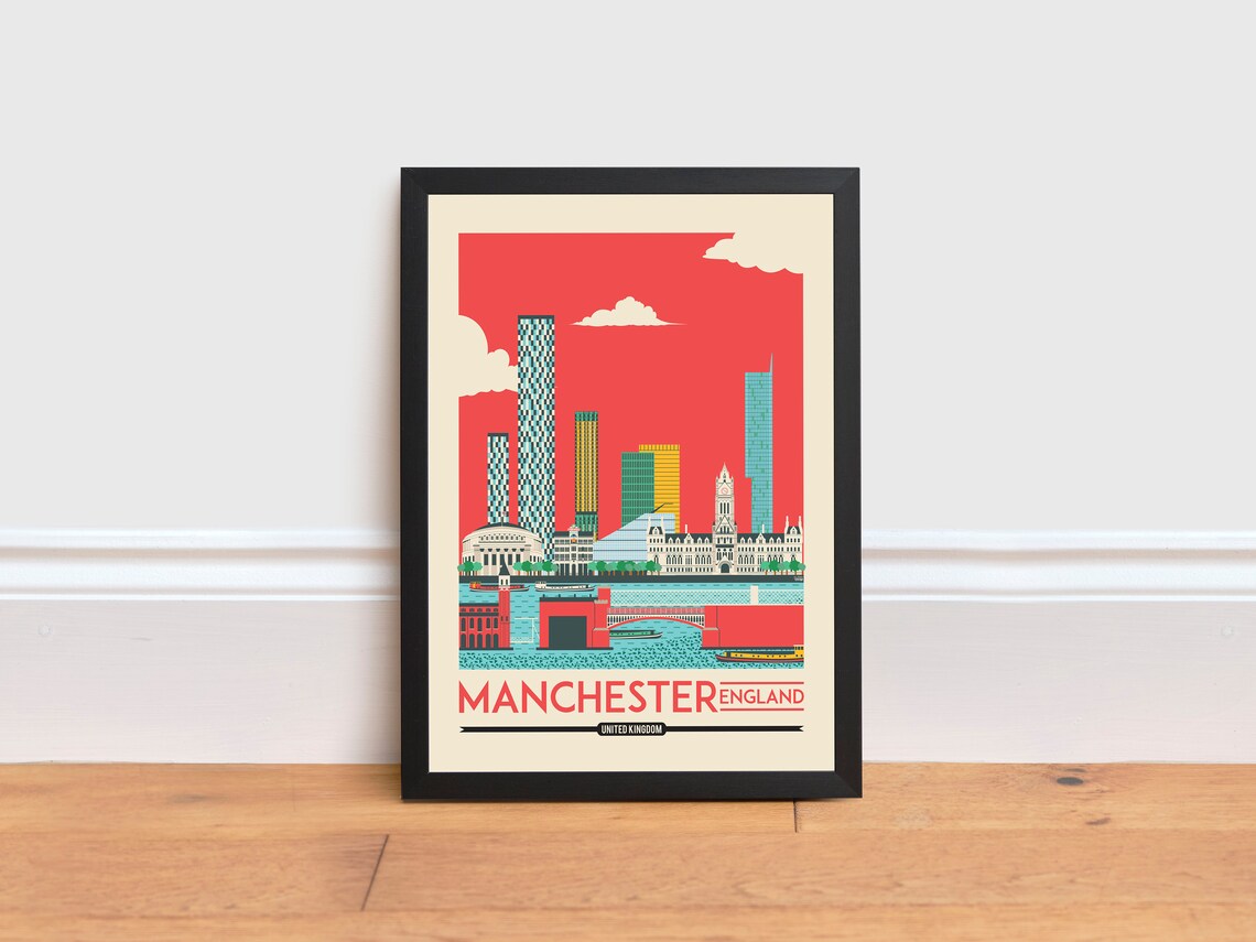 Manchester Print Manchester poster England Print United | Etsy