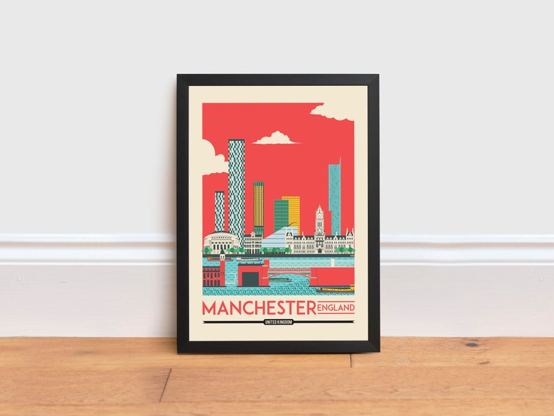 Manchester Print Manchester Poster England Print United - Etsy UK