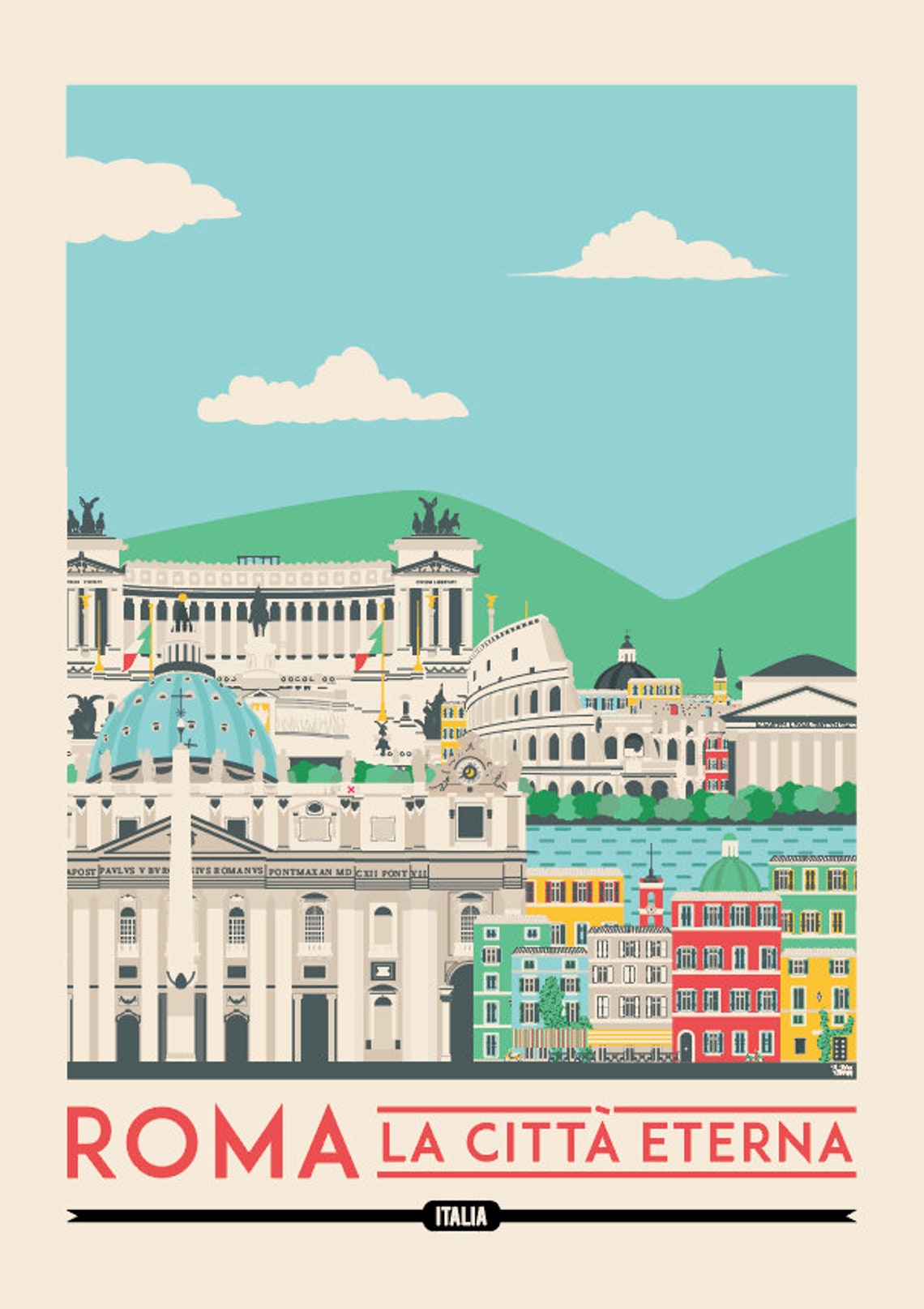 Rome Print Rome Poster Italy Poster Travel Poster - Etsy