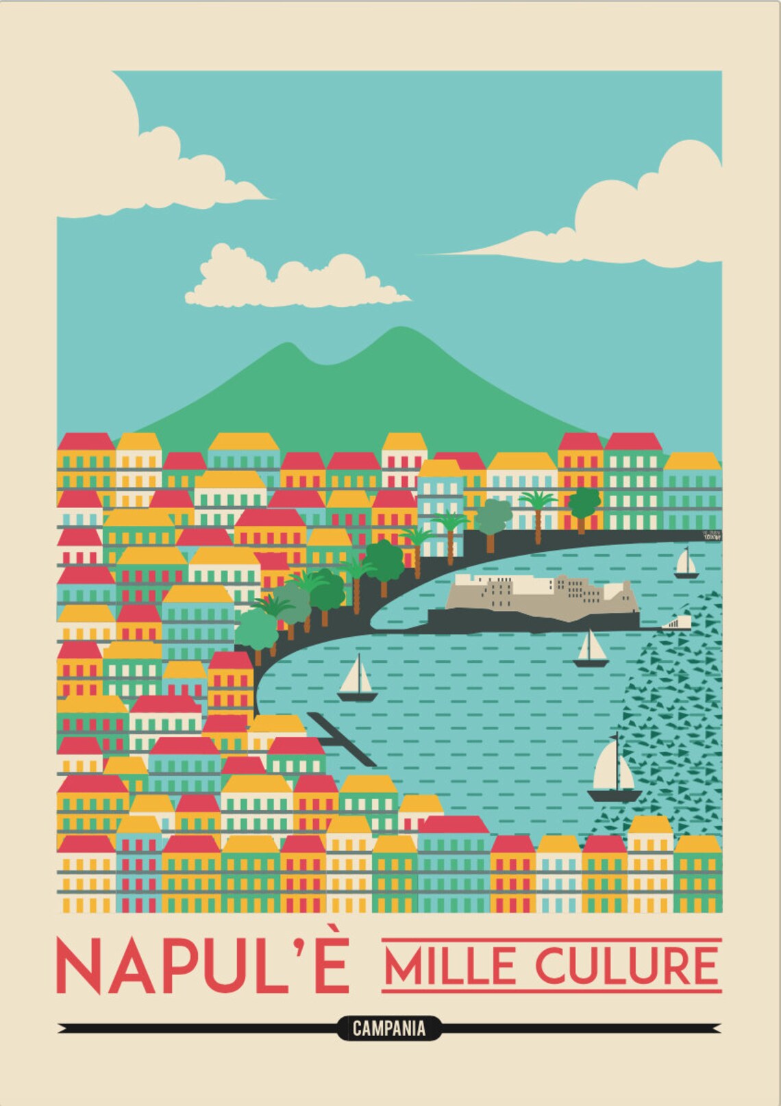 Naples Print Italy Poster Travel Poster - Etsy