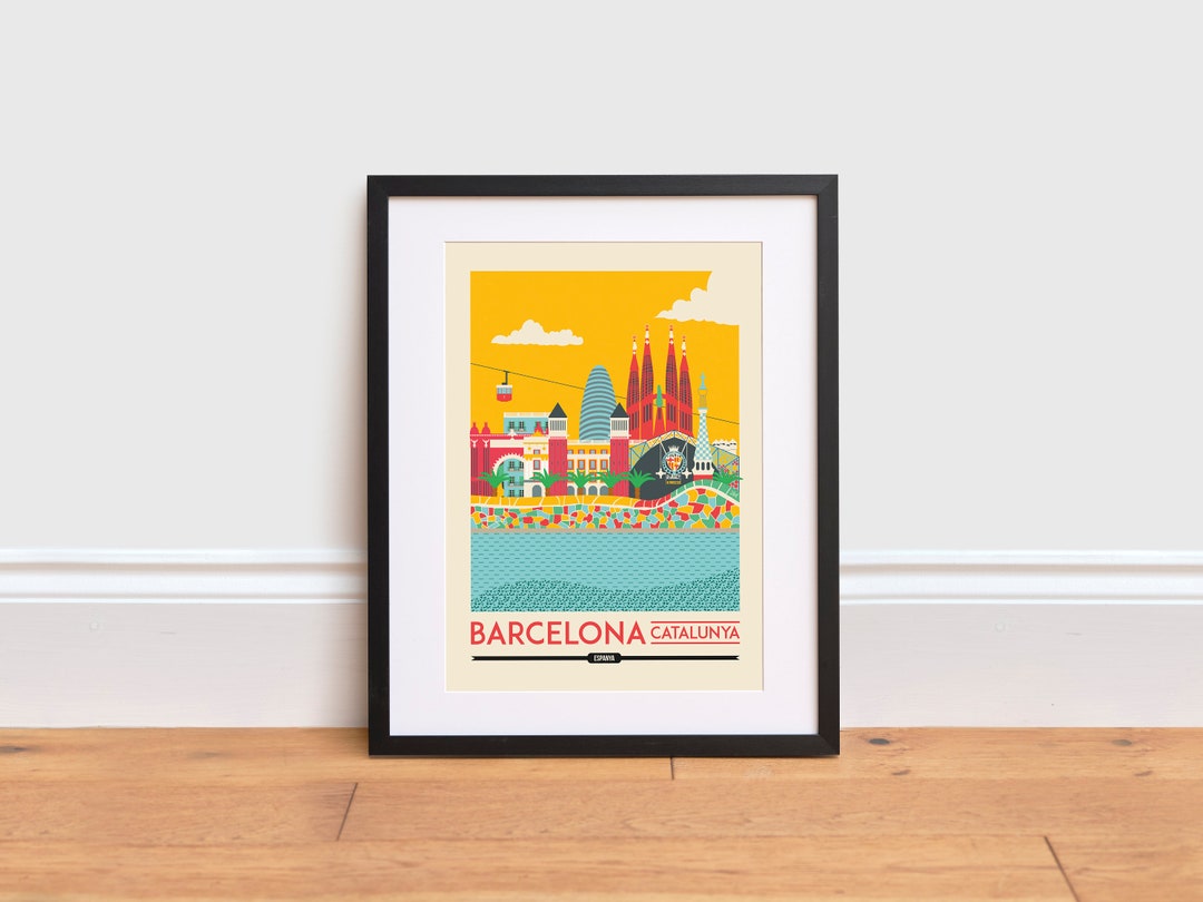 Barcelona Print - Catalonia Poster - Spain Poster | Travel Poster - Etsy