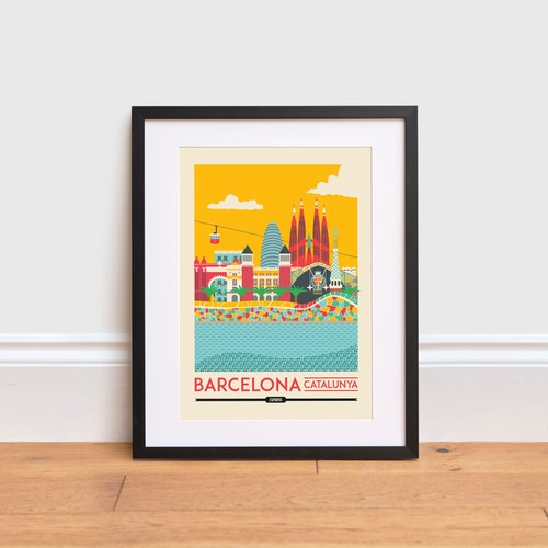 Barcelona Print Catalonia Poster Spain Poster Travel - Etsy UK
