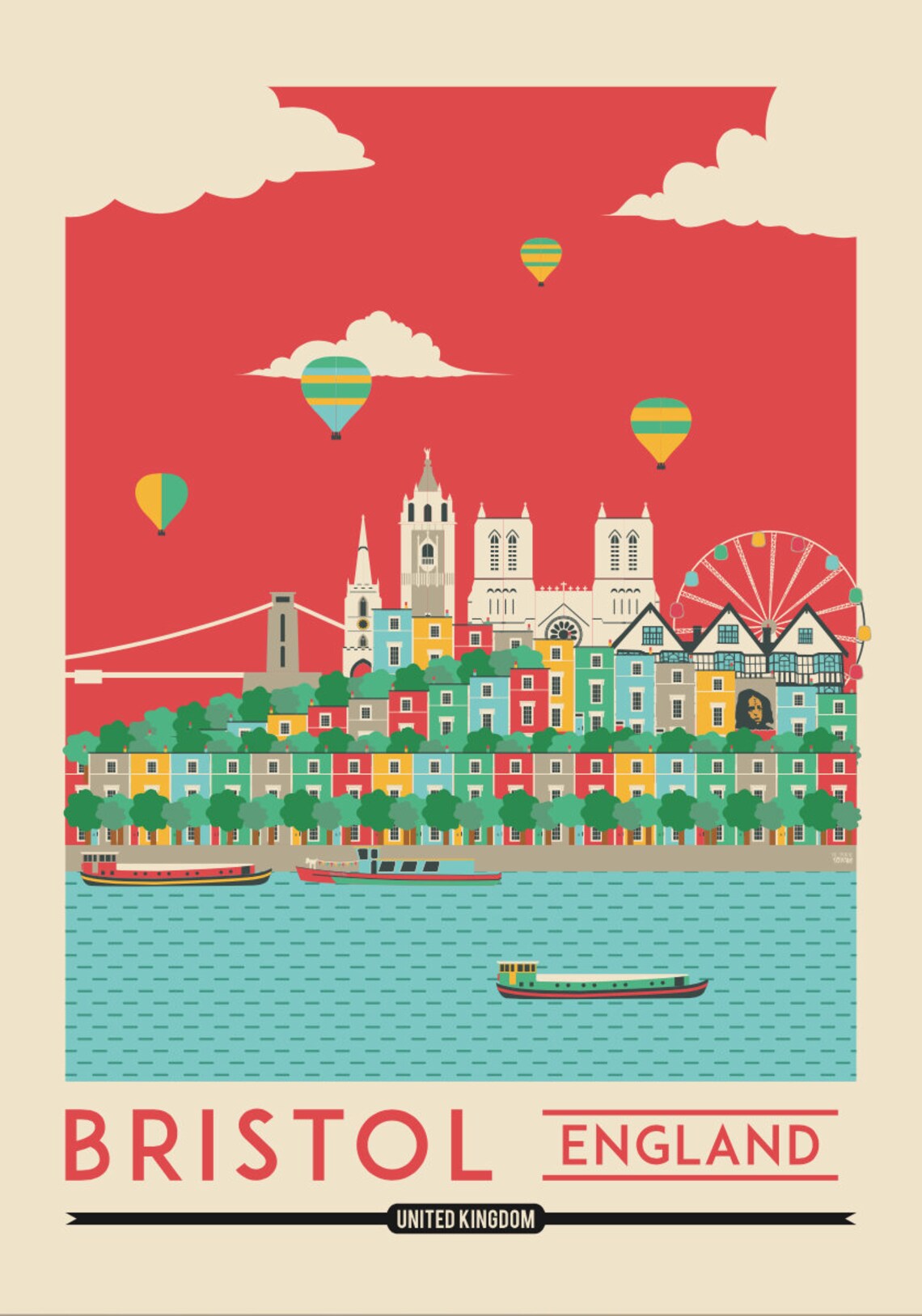 Bristol Print England Poster Travel Poster | Etsy UK