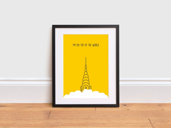 New York Poster Chrysler Building With Yellow Sky Quote - Etsy