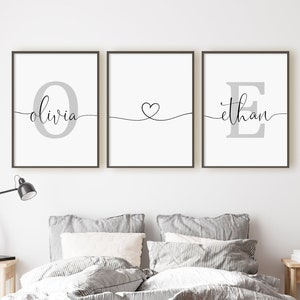 Couple Names and Initials Printable Set of 3 Prints Custom - Etsy