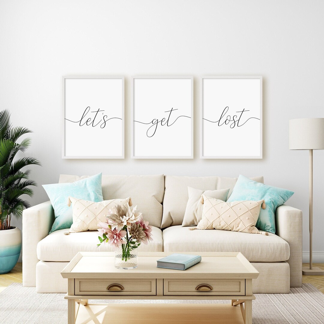 Let's Get Lost Print Set, Set of 3 Prints, Travel Quote Prints ...