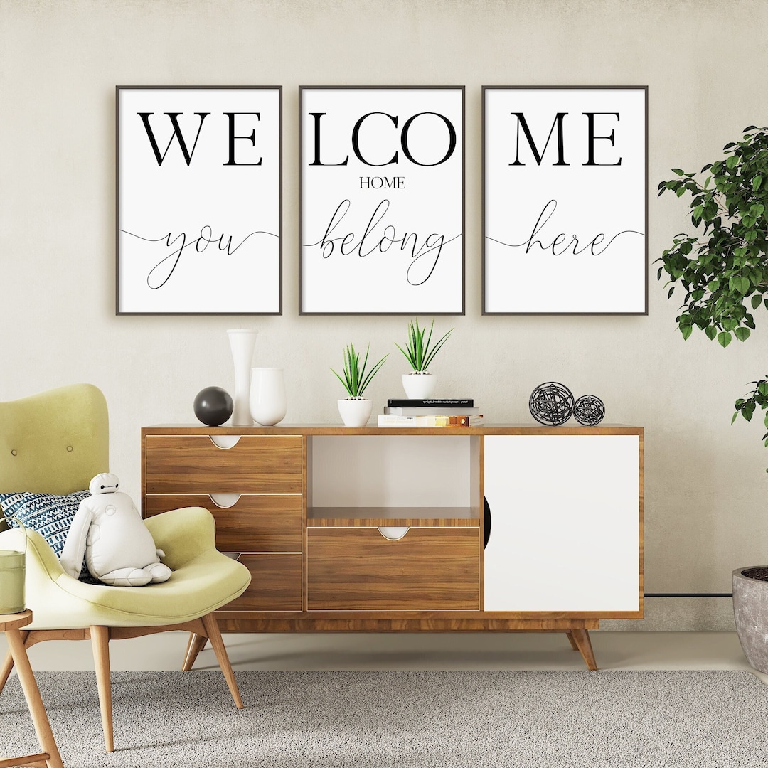 Welcome Home You Belong Here Print Set, Set of 3 Prints, Entryway ...
