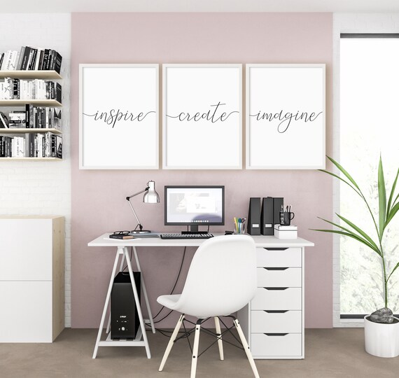 Inspire Create Imagine Print Set Set of 3 Prints Minimalist | Etsy