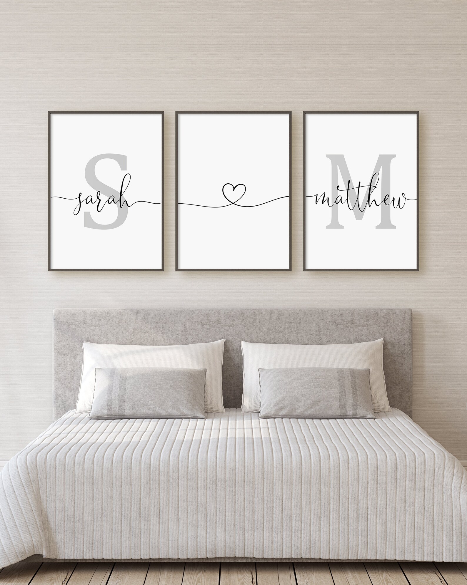 Couple Names and Initials Printable Set of 3 Prints Custom | Etsy