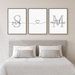 Couple Names and Initials Printable Set of 3 Prints Custom - Etsy