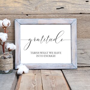 Gratitude Turns What We Have Into Enough Print, Positive Wall Art ...