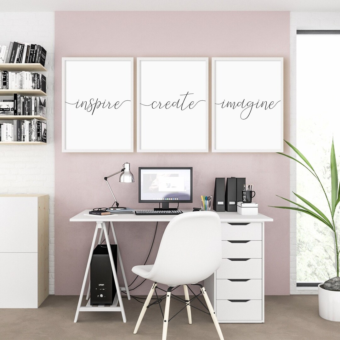 Inspire Create Imagine Print Set, Set of 3 Prints, Craft Room Decor ...