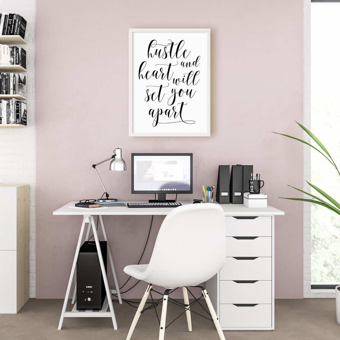 Hustle and Heart Will Set You Apart Printable, Home Office Wall Art ...