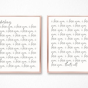 Darling I Love You Print Set, Set of 2 Prints, I Love You I Love You I ...