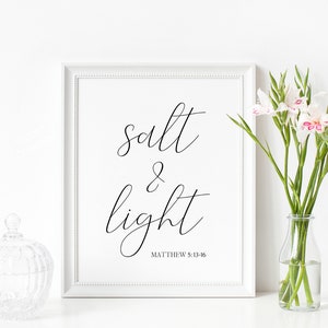Salt and Light Printable, Matthew 5:13-16, Digital Instant Download ...