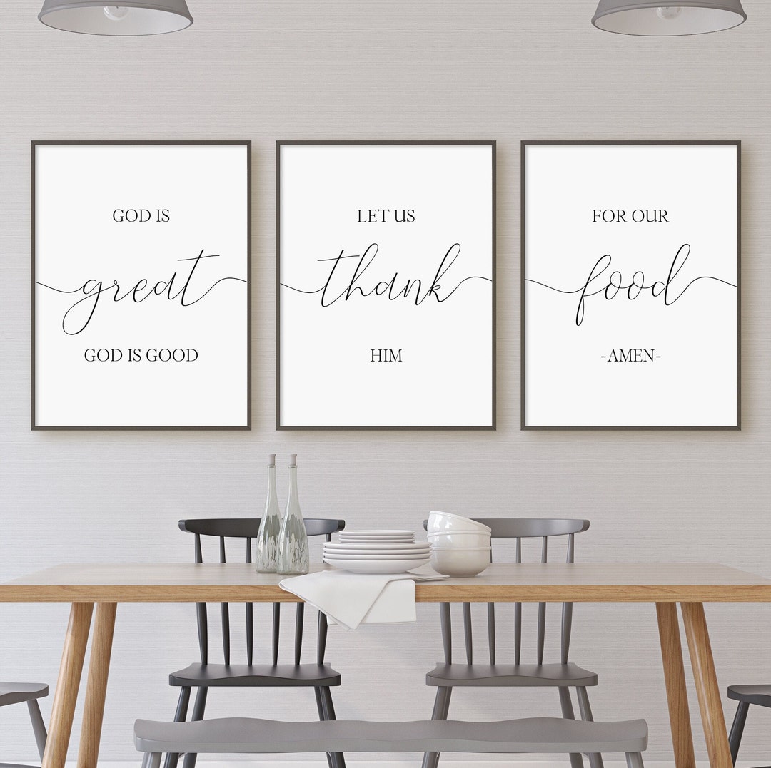 God is Great God is Good Let Us Thank Him for Our Food Amen Print Set ...