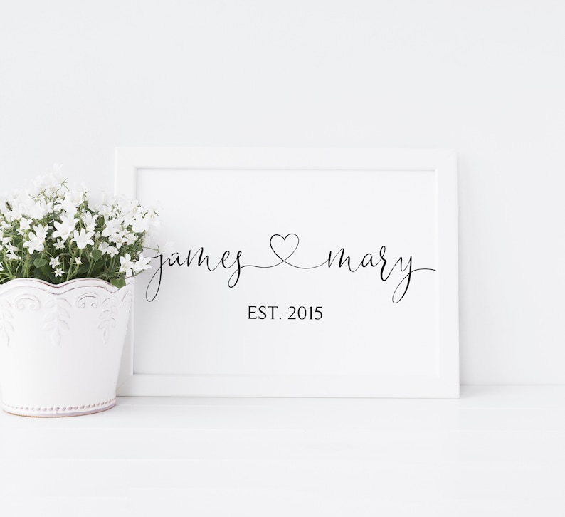 Custom Couple Names Printable, Personalized Last Name Established ...