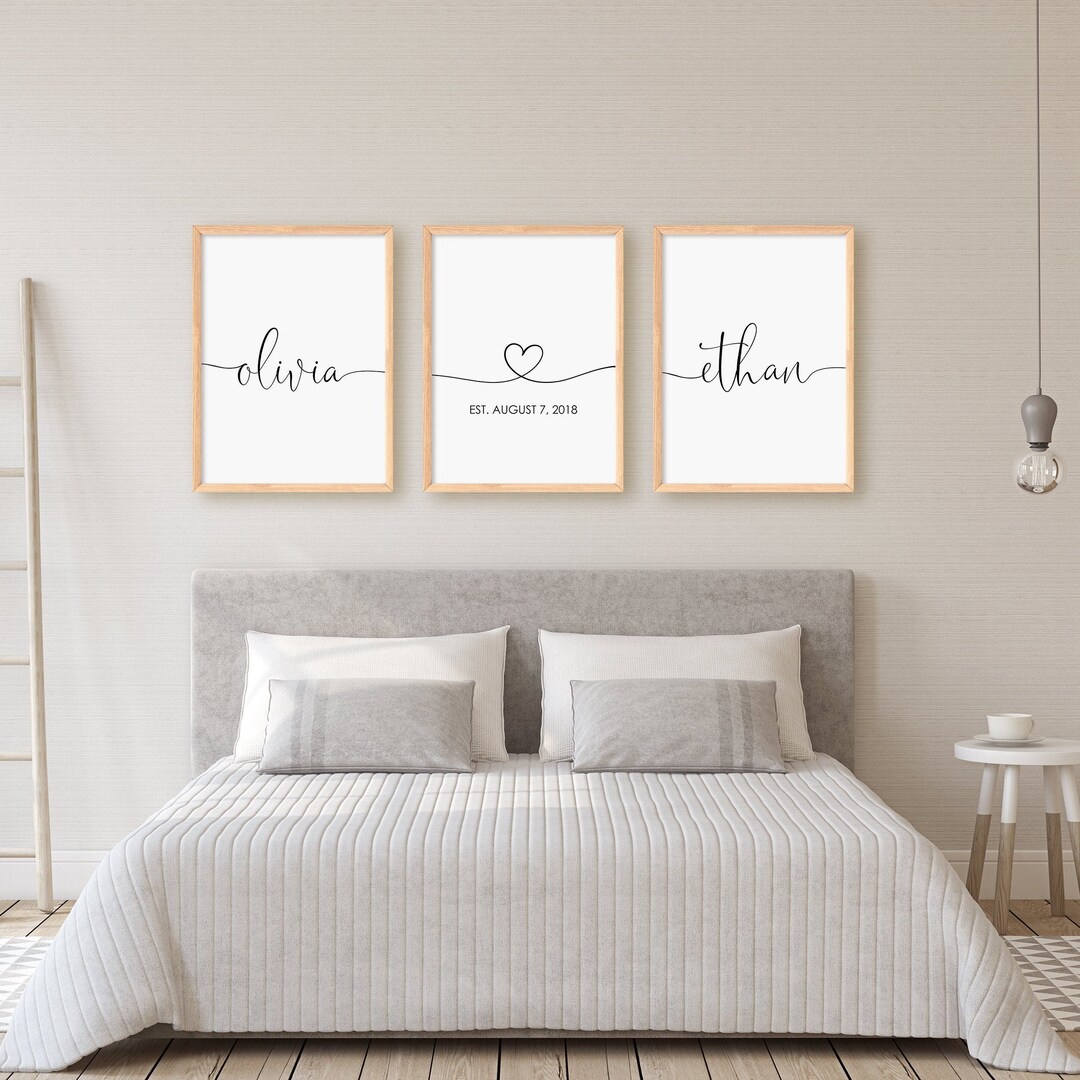 Couple Names Printable Set of 3 Prints, Couple Established Print ...