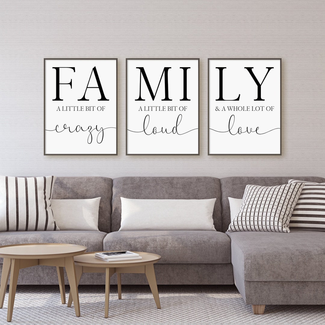 Family Print Set, A Little Bit of Crazy, Set of 3 Prints, Family Sign ...