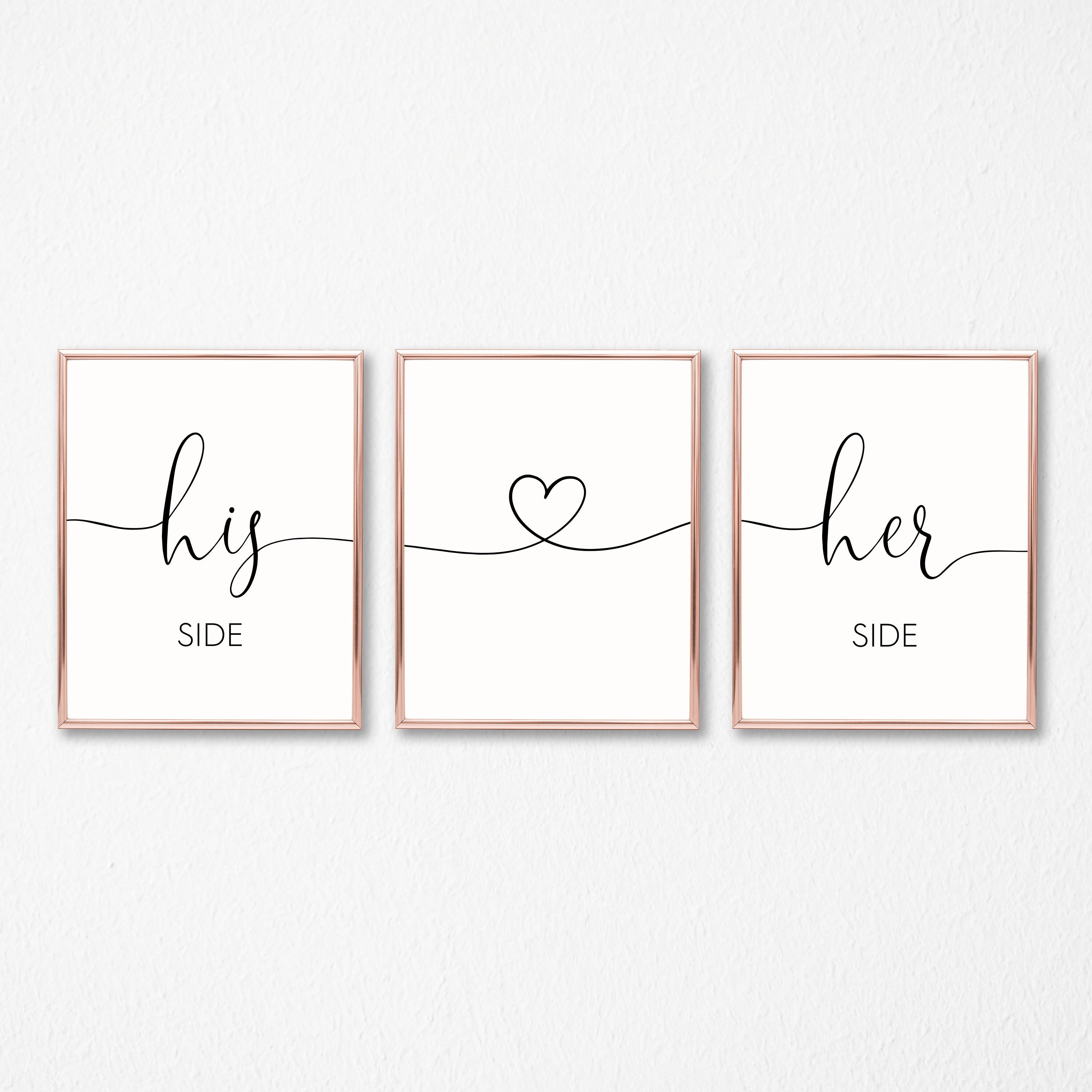 His Side Her Side Print Set Set of 3 Prints Heart Print | Etsy