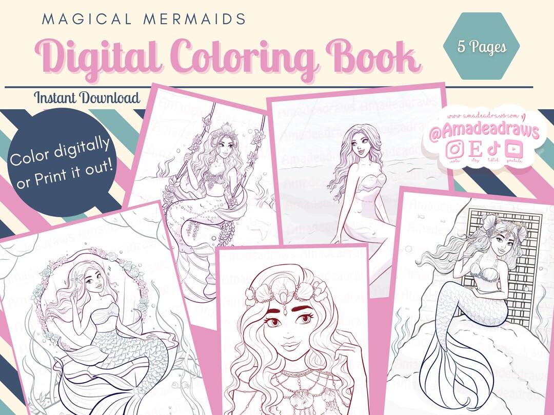 Magical Mermaids Coloring Book/digital/instant Download - Etsy