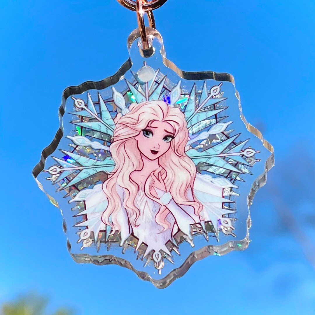 Frozen Ice Princess Silver Star Liquid Shaker Keychain | Disney Sisters ...