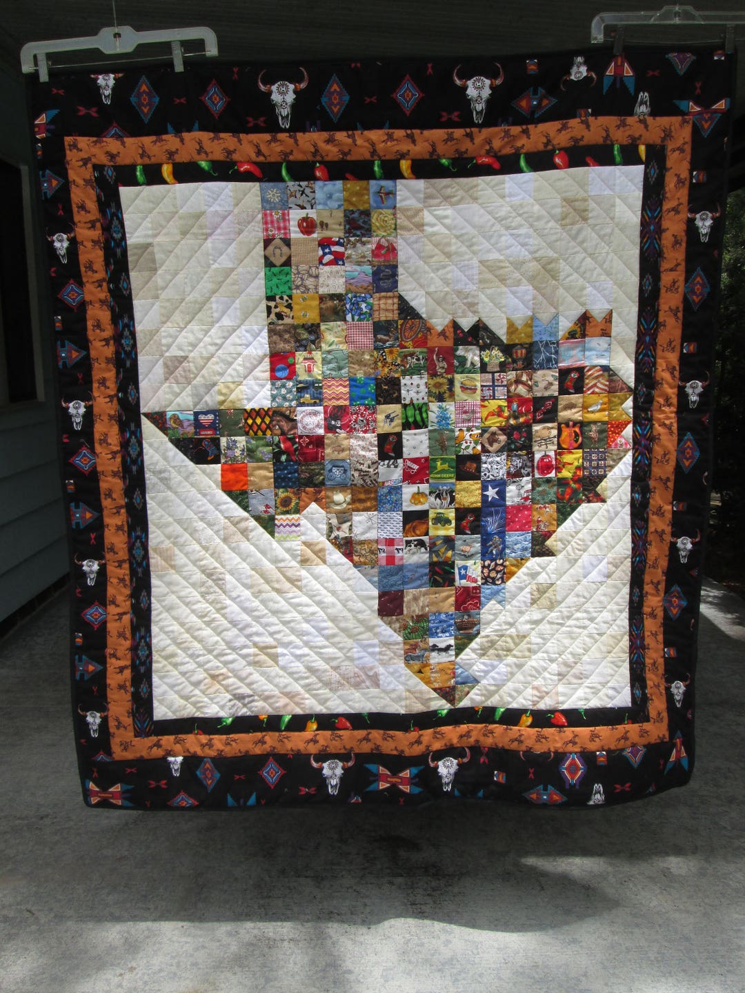 Fiber Art Wall Hanging: TEXAS MAP (57"wx50"l) Unique Western "texas ...