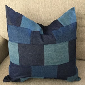 Denim Pillow,patchwork Pillow Cover,blue Denim Throw Pillow , Denim ...