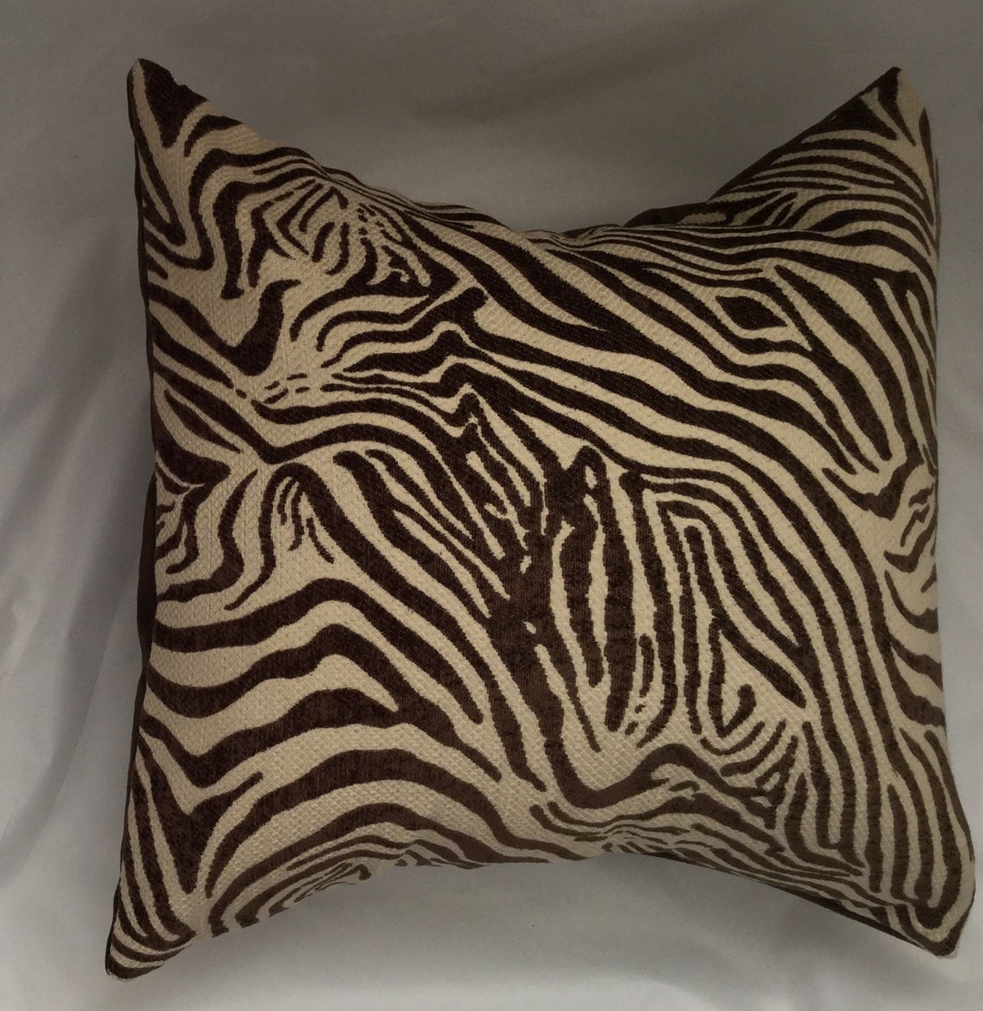 Animal Print Pillow, Zebra Pillow Cover, Raise Chenille Brown Print ...