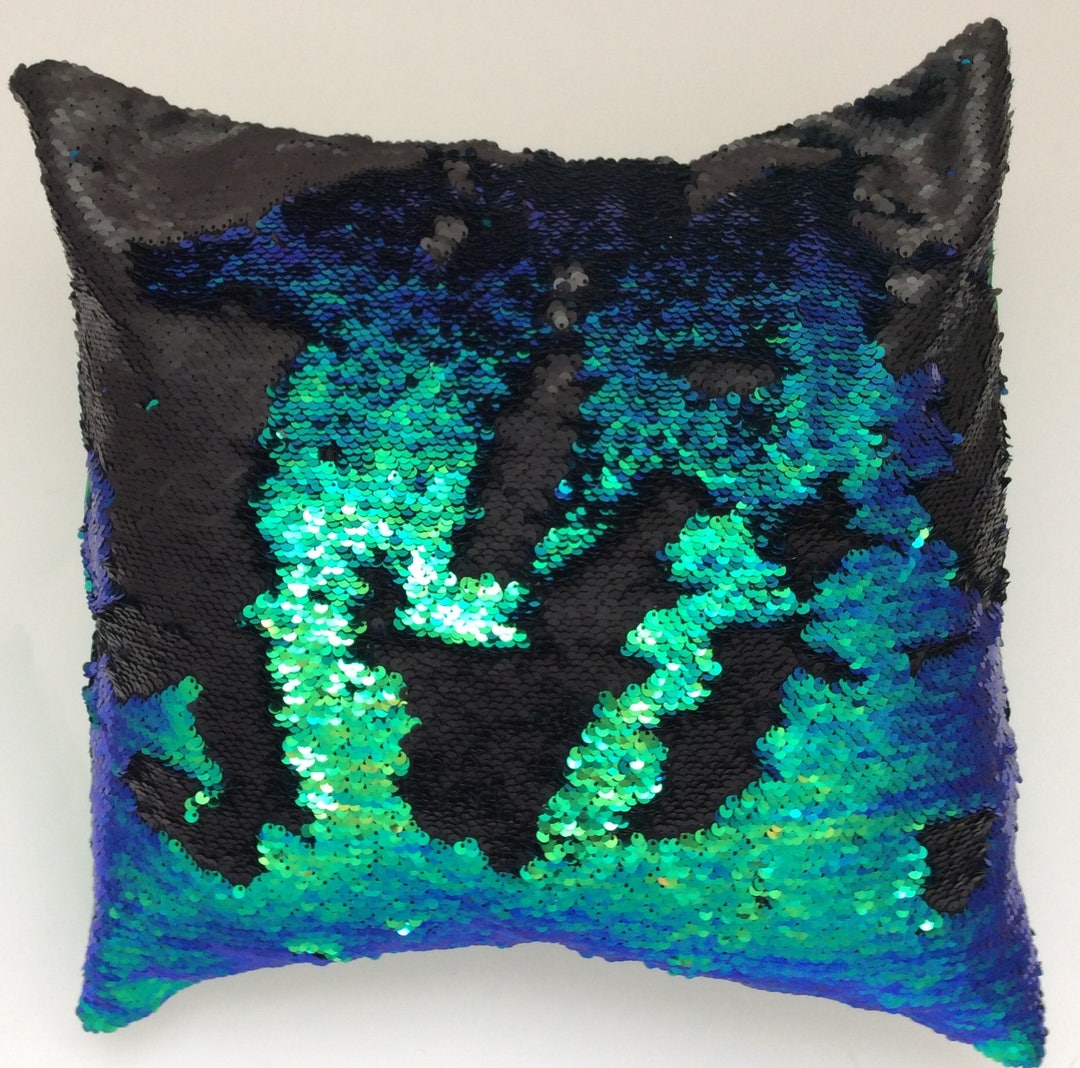 Mermaid Reversible Pillow, Green Mermaid Pillow, Blue Pillow Cover ...