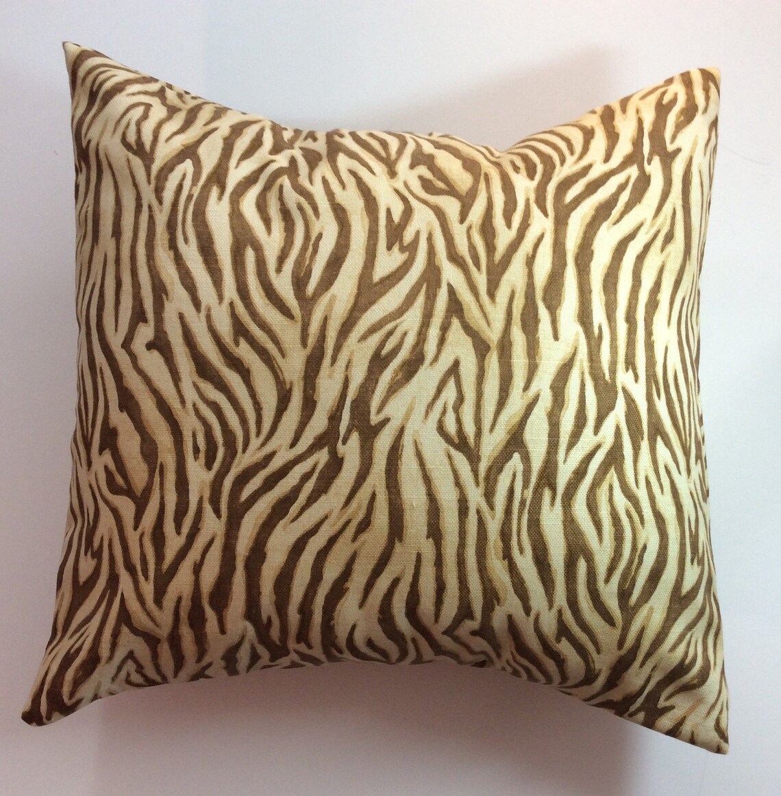 Zebra Print Pillow Cover, Animal Print Linen Pillow Cover, Brown Print ...