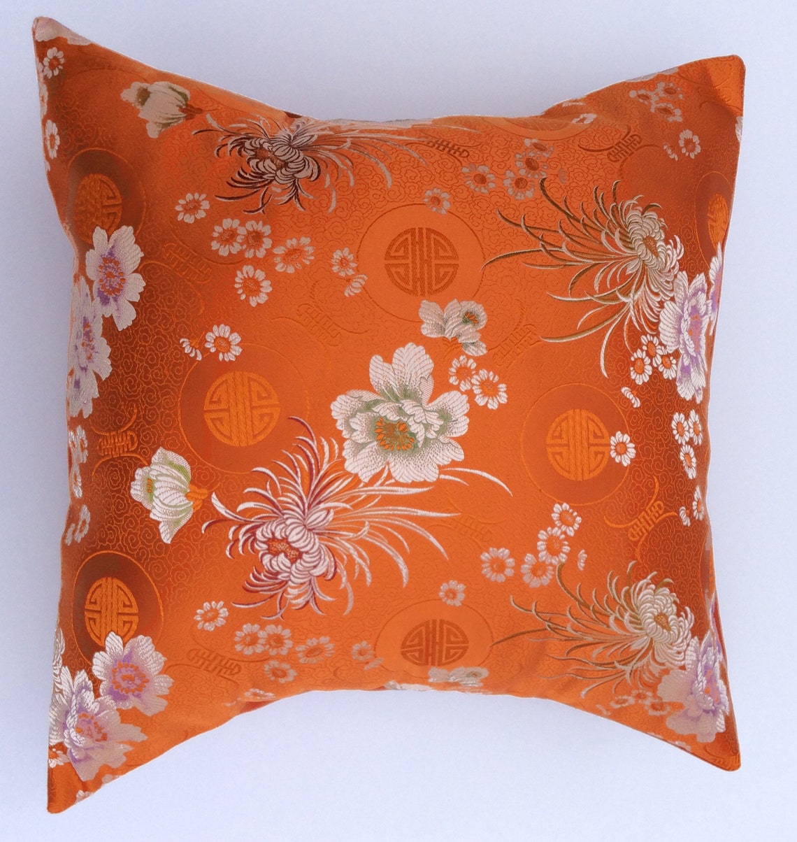 Asian Pillow Cover, Orange Asian Pillow, Throw Pillow Cover,chinoiserie ...