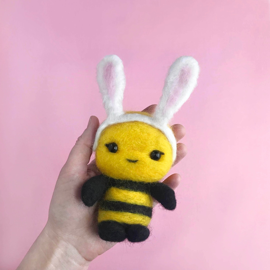 Hand-sculpted Wool Bee With Bunny Ears: Easter Basket Plush - Etsy