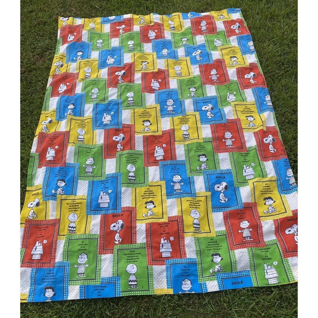 Vintage 1970s Snoopy Peanuts Charlie Brown Linus Lucy Curtain Panel 92L ...