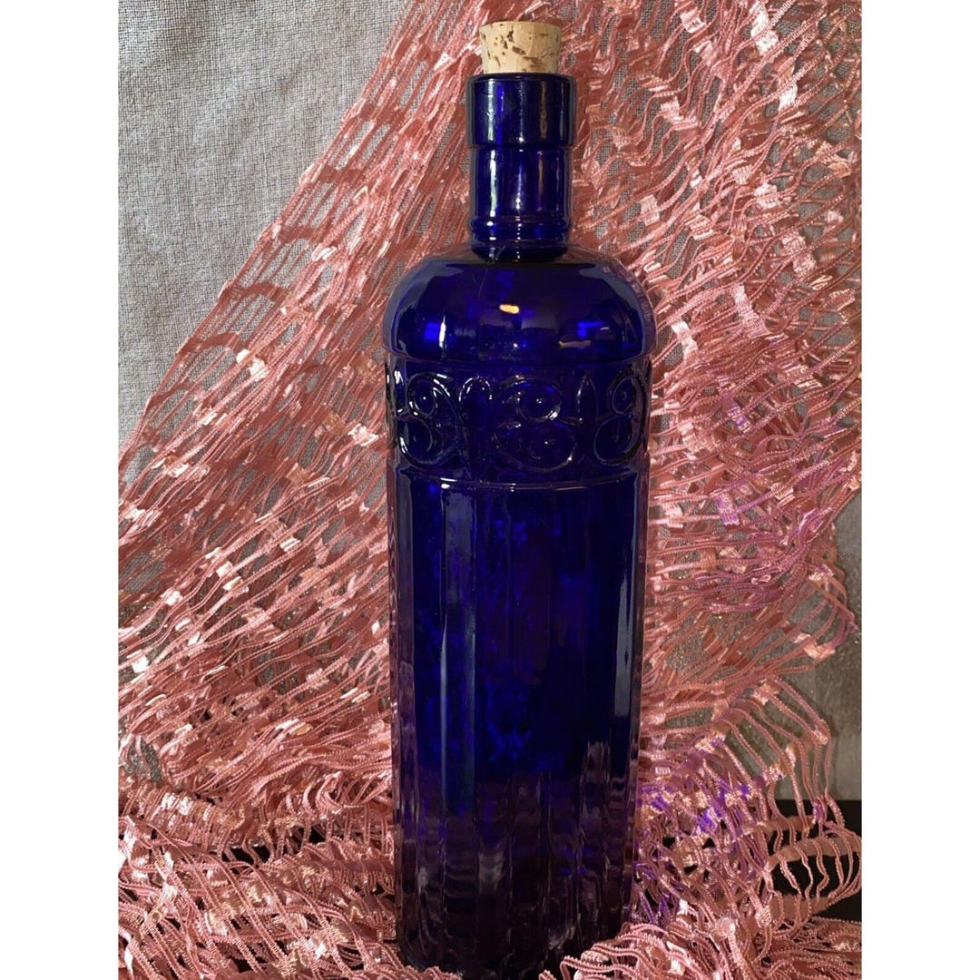 Colbalt Blue Glass Bottle W/ Cork Made in Canada - Etsy