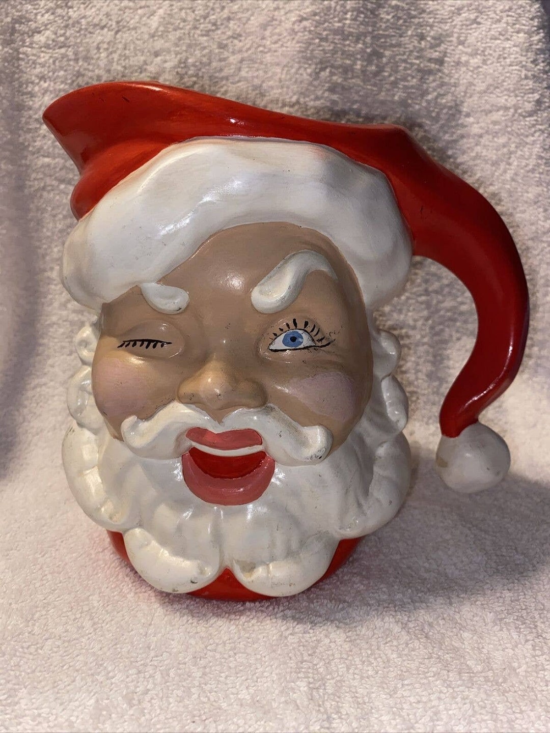 Vintage 1950s Winking Santa Pitcher Ceramic 7 Tall Jamar Mallory ...